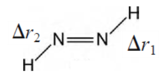 Reducible representation of planar molecule N2H2 with bond lengths as a ...