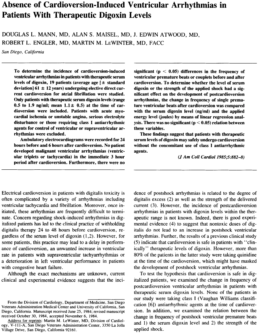 Why is Electrical Cardioversion contraindicated in AF and Digitalis ...