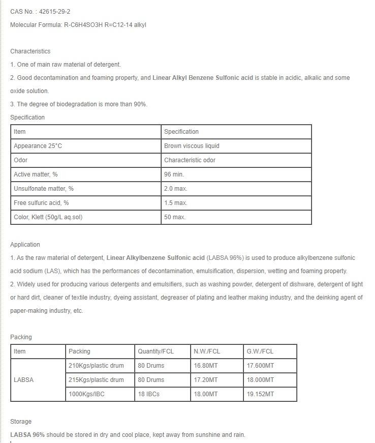 Buy Linear Alkyl Benzene Sulphonic Acid from Sinopec Chemical ...