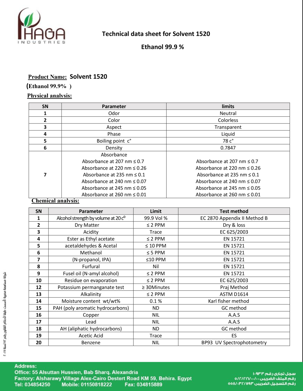 Buy Ethanol 99.9% Pharma Grade Pharmaceutical Grade from Phaga ...