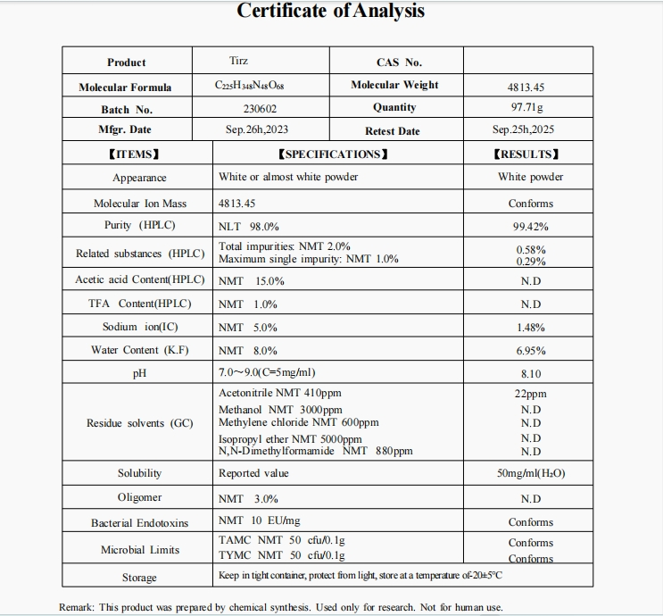 Buy Tirzepatide TR20 weight loss free sample white powder subi Pharmacy ...