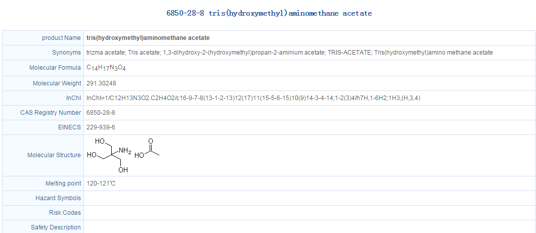 Buy Tris acetate salt 99% Reagent Grade from Yuan Shi (Suqian ...